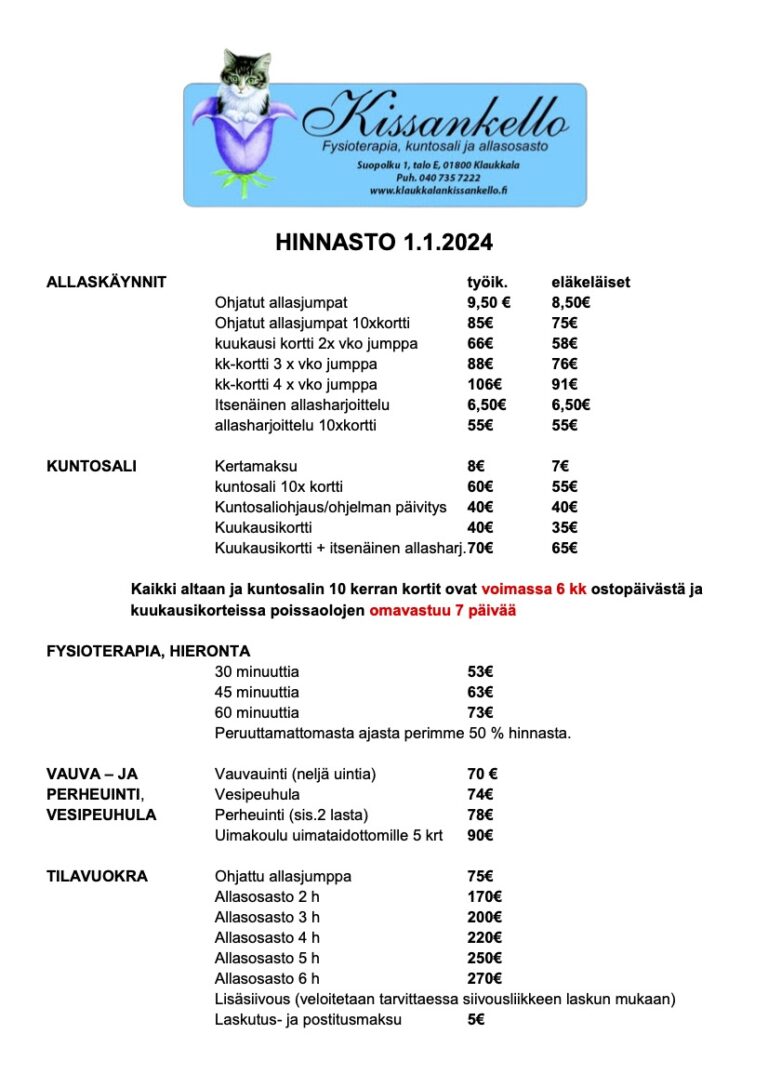 Hinnasto - Kissankello